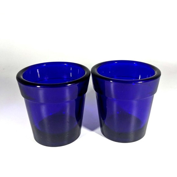 Unmarked | Accents | 2 Vintage Cobalt Blue Miniature Glass Flower Pots ...